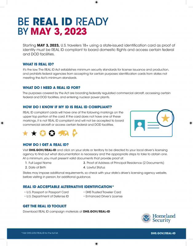 2025-MAY-7 REAL ID Extended for Air Travelers Fact Sheet and Poster